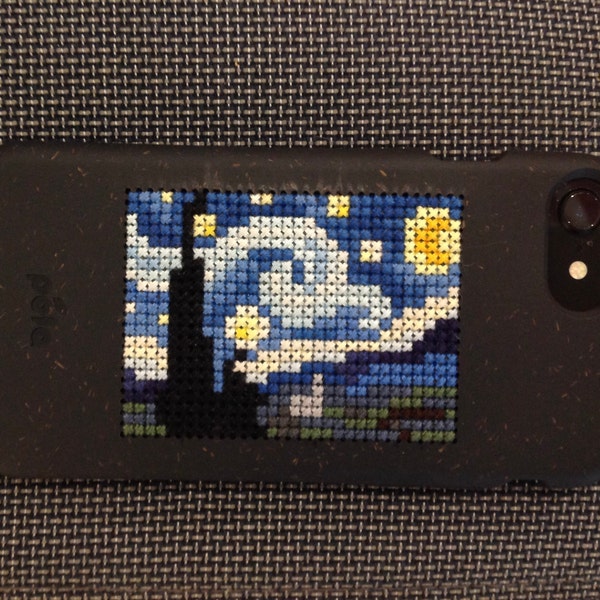 Starry Night, Small Mini Art Cross Stitch Pattern, Vincent Van Gogh ...