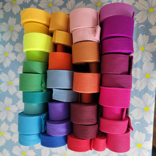 1 Inch Wide Cotton Webbing 25mm Colored Webbing by the Yard - Etsy