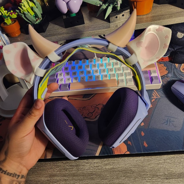 Cow Ears for Headphones, Headset Horns, Gamer Headphone Attachments ...
