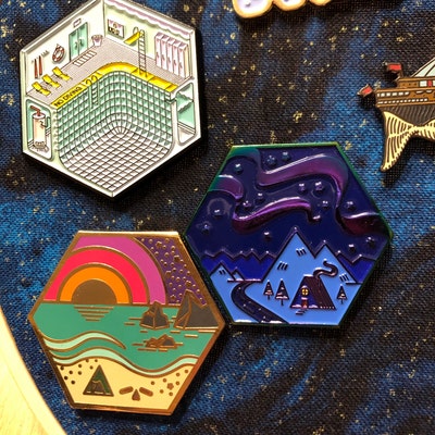 Rocky Beach Enamel Pin - Etsy