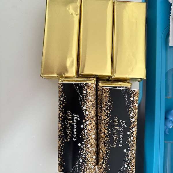 Editable Gold Black Candy Bar Wrapper Label Sweet Sixteen Gold Glitter ...