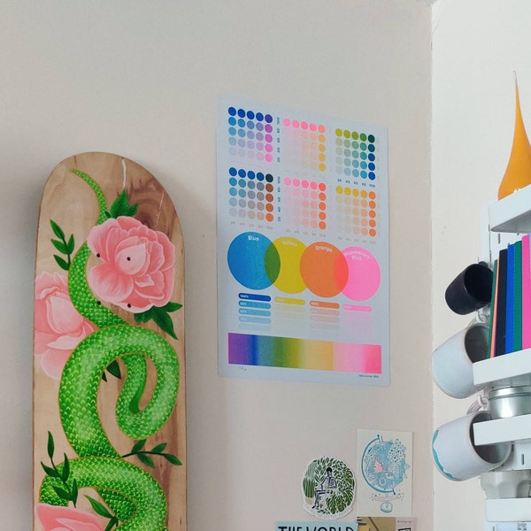 A3 Pink & Yellow Risograph Colour Chart - Large Riso Print / Wall Art ...