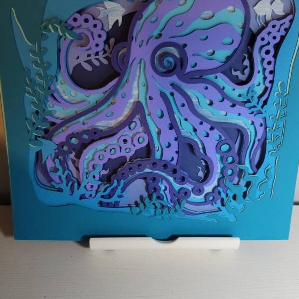 Octopus 3D Shadow Box SVG/ Multilayer Octopus and the Ocean/ Sea Animal ...
