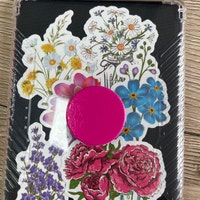 20 Vinyl Transparent White Flower Sticker Pack, Waterproof Reusable Set ...