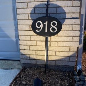 Oval Carved Slate House Number Sign Post and Light - Etsy