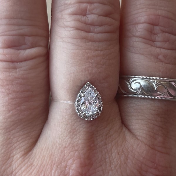 Sterling Silver Floating Ring | Invisible Ring | Unique Rings | Pear ...