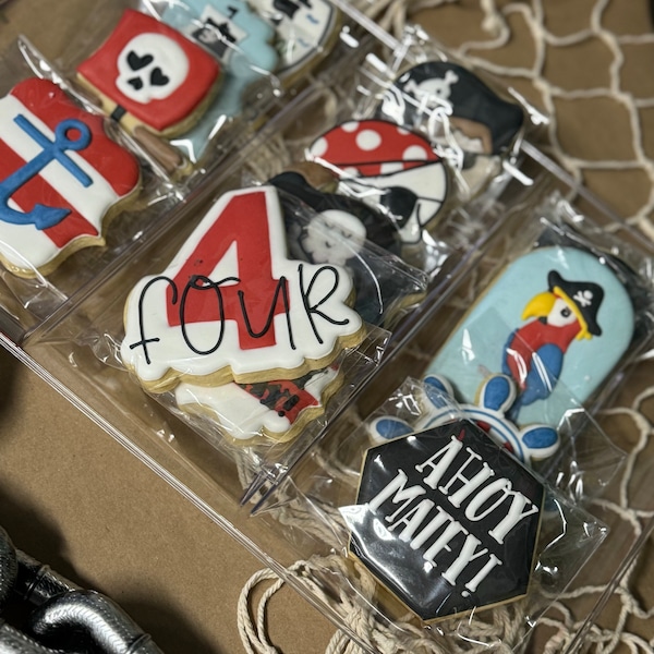 Pirate Birthday Royal Icing Cookies, Pirate Party Favor, Pirate Cove ...