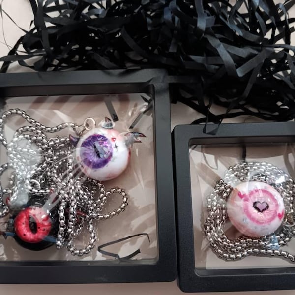 Handcrafted Resin Purple Devil Eyeball Jewelry - Eyeball Necklace ...