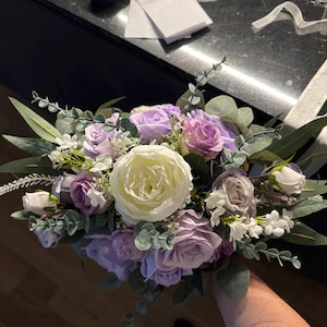 Boho Bridal Bouquet, Blush Pink and Blue Wedding Bouquet, Wedding ...