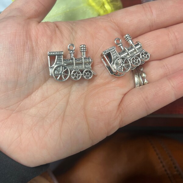 2 Train Charms 28mm Wholesale Antiqued Silver Plated Pendants SC0080029 ...