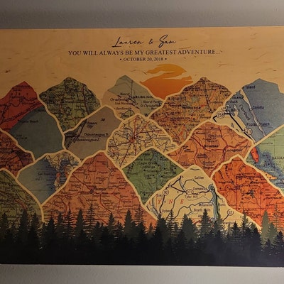 Personalized Long Distance Family Maps on Wood: 3-5 Locations, Custom ...