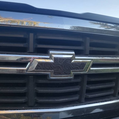 2 Topography Pattern Chevy Bowtie Vinyl Overlay Sheets Emblem Decal ...