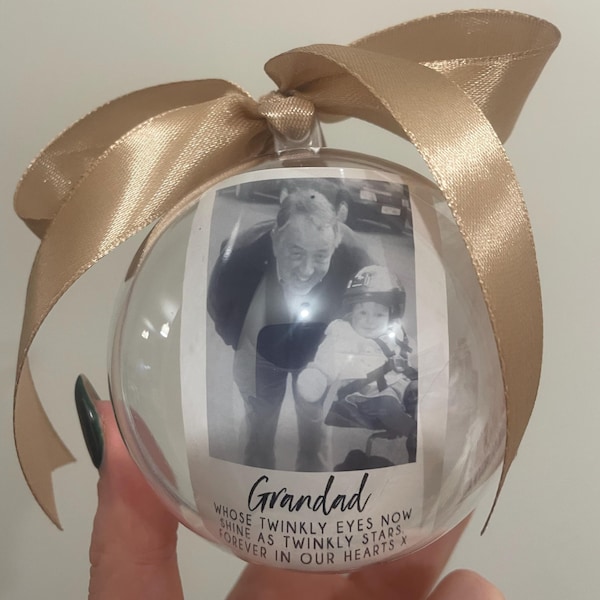 Personalised Any Photo & Wording Memory Christmas Feather Bauble New ...