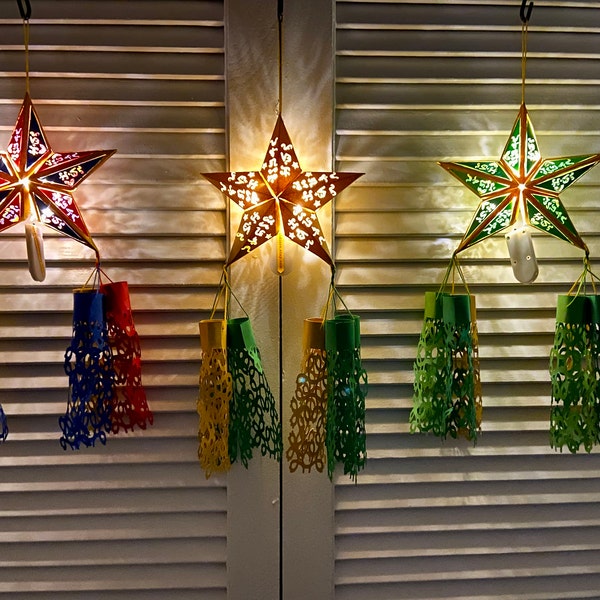 Lighted Filipino Christmas Parol Paneled 2ftx1ft Red/gold, Intricate ...