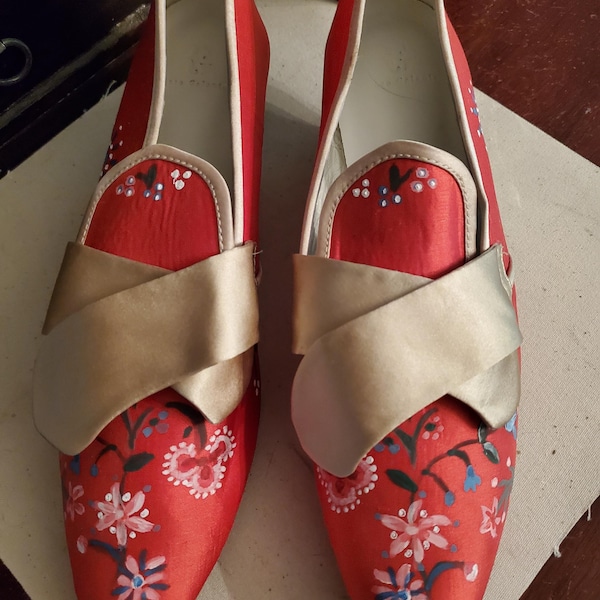 Hand Painted, 18th Century Shoe, Reenactment, Georgian, Historical ...