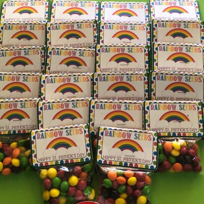 Rainbow Seeds Tag & Bag Topper for St. Patrick's Day. Digital Instant ...