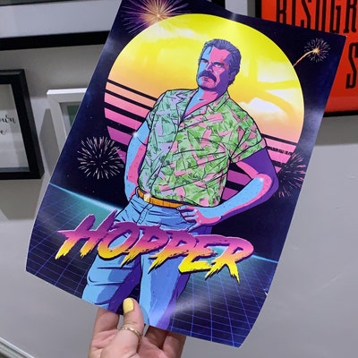 Hopper A3 A4 Poster Print Retro 80s Wall Print Fan Made Digital Drawing ...