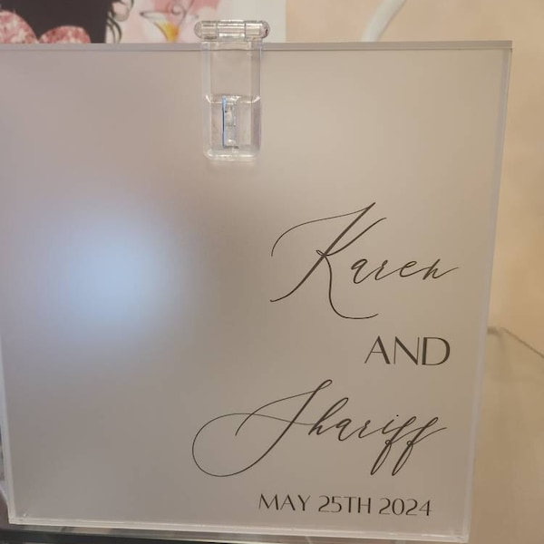 Personalized Scripted Name Card Box Wedding Acrylic Card Box With Lock ...