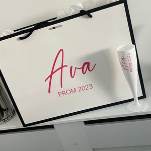Personalised Prom Gift Bag, Hanger & Flute Gift Set - Etsy UK