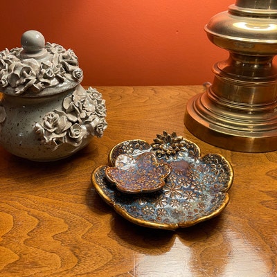 Blue Flower Shabbat Candle Holders & Tray Havdalah Spice Box - Etsy