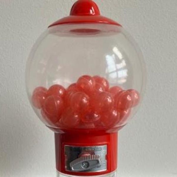 Bubblegum Pink Gumball Machine - Retro Candy Dispenser, Coin-free ...