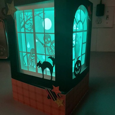 Halloween 5 Sided Paper Cut Light Box Template, Shadow Box, 3D Lanterns ...