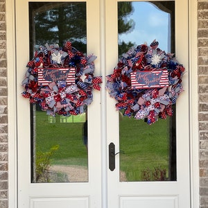 Patriotic Wreath for Front Door Veterans Day Wreath - Etsy