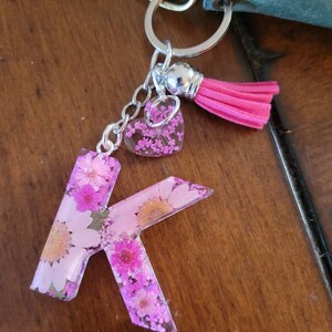 Custom Purple Flower Resin Keychain, Personalized Pressed Dried Floral ...