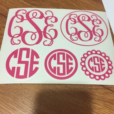 Vinyl Monograms Vinyl Monogram Decal Monogram Decal Set Vinyl Sampler ...