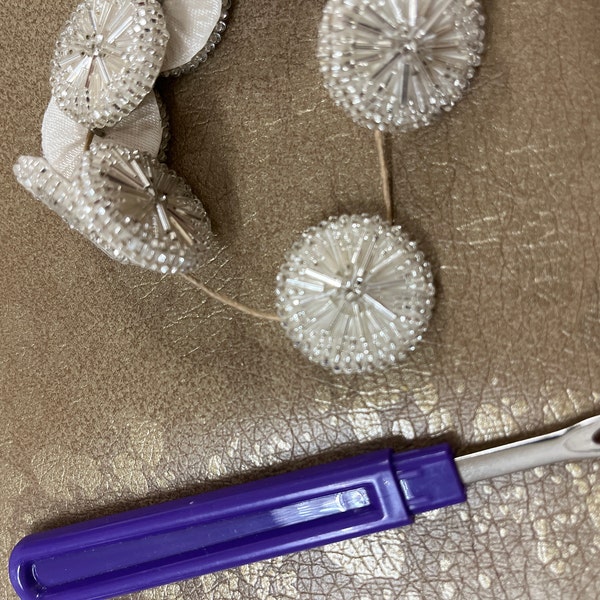 6 Vintage Silver Glass Bugle Bead Buttons With Metal Shank - Etsy