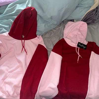 Two Matching Colorblock Hoodies, Green and Sand Two Tone Sweaters, Gift ...