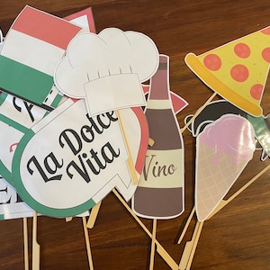 35 Italian Photo Booth Props, Italy Themed Party Props, Love Rome Party ...