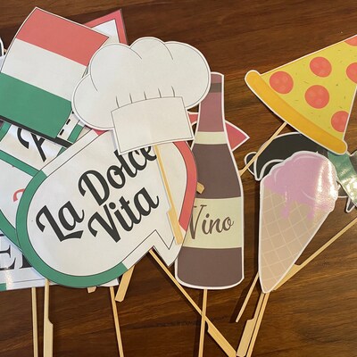 35 Italian Photo Booth Props, Italy Themed Party Props, Love Rome Party ...