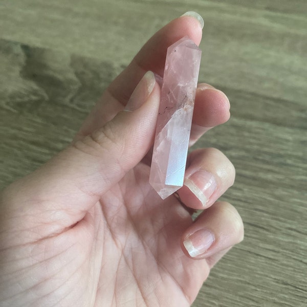 Rose Quartz Double Terminated Crystal Point Pencil Double Point Rose ...