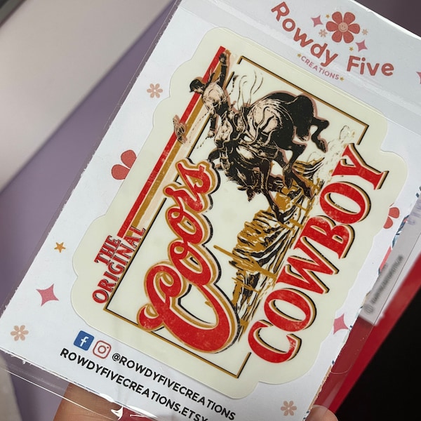 The Original Coors Cowboy Sticker, Rodeo Water Bottle Sticker, Vinyl ...