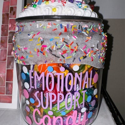 Personalized Funny Glass Candy Jar for Emotional Support, Custom Office ...