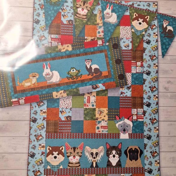 Peppermint Reindeer Collage Quilt Pattern by Laura Heine (35" X 35") - Etsy