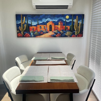 Longhorn Steer Panoramic Canvas Wall Art, Southwestern Wall Art, Cow ...