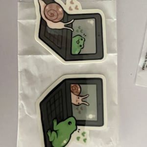 Date Night Clear Sticker Set of 2 / Snail and Frog Stickers / Cute ...