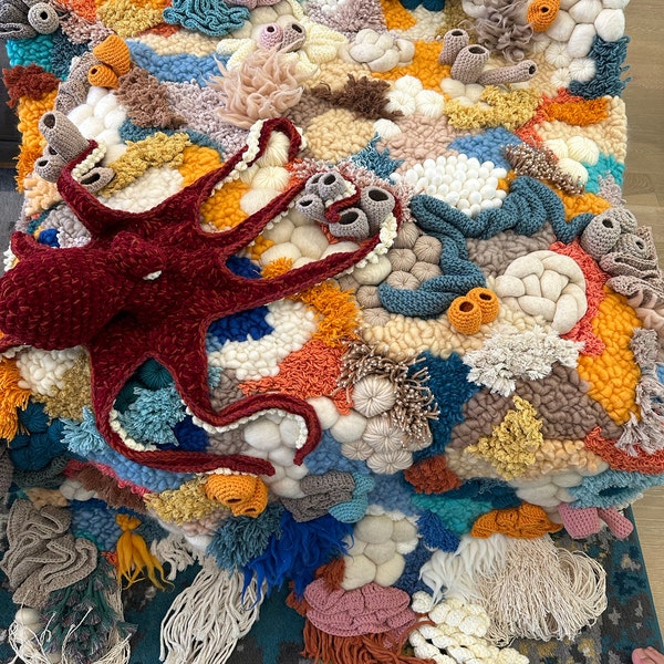 Unique Coral Reef Weaving Wall Art With Crocheted, Knitted, Felted ...