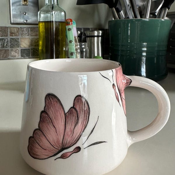 Butterfly Mug - Handmade Coffee Mug, Ceramic Coffee Cup, Handpainted ...