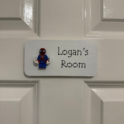 Spiderman Black Personalised Door Sign Plaque Superhero Minifigure ...