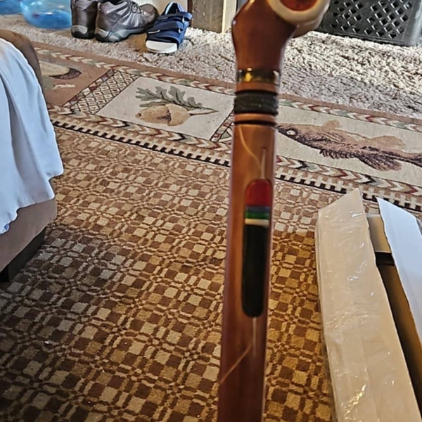Handmade Walking Cane Red Fox Hand Carved Handle Hiking Stick Wooden ...