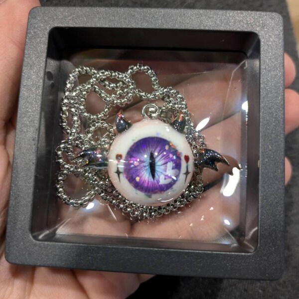 Handcrafted Resin Purple Devil Eyeball Jewelry - Eyeball Necklace ...