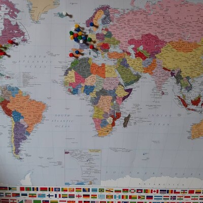 Giant & Large A0 A1 World Map Wall Chart Including Flags Laminated ...
