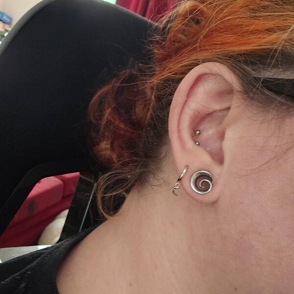 Swirl Ear Gauge With Pattern Gauge & Plug Earrings Saddle Plug Gauges for Stretched Ears Spiral ...