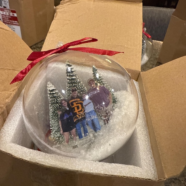 Custom Family Photo Acrylic Snow Globe Ornament, Personalized Photo ...