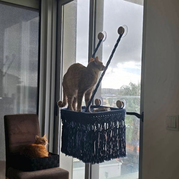 Cat Window Perch Macrame Cat Hammock Window Cat Seat Window Mounted Cat ...