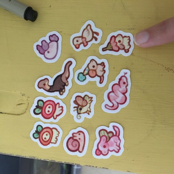 Series 1: Tiny Animal Friends Sticker Set of 11 / Mini Animal Stickers ...