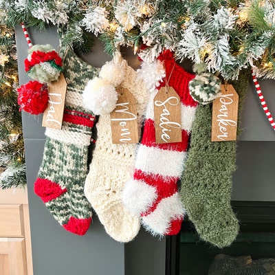 Personalized Wooden Stocking Tag, Stocking Name Tag, Farmhouse Name Tag ...